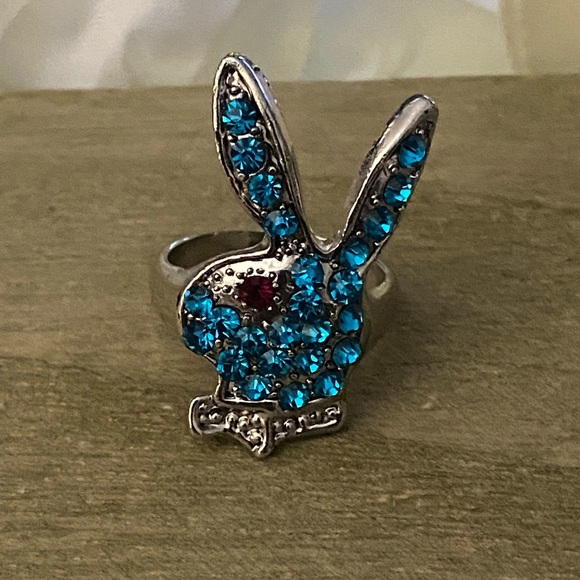 Jewelry | 525 Size 8 Playboy Bunny Ring Blue Red | Poshmark